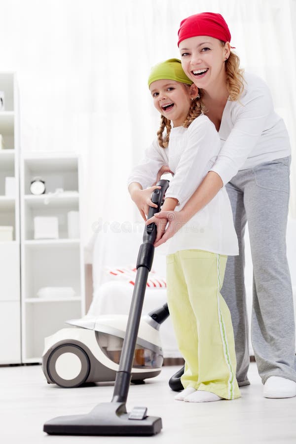 Cleaning Up the Room Together is Fun Stock Photo - Image of hygiene ...