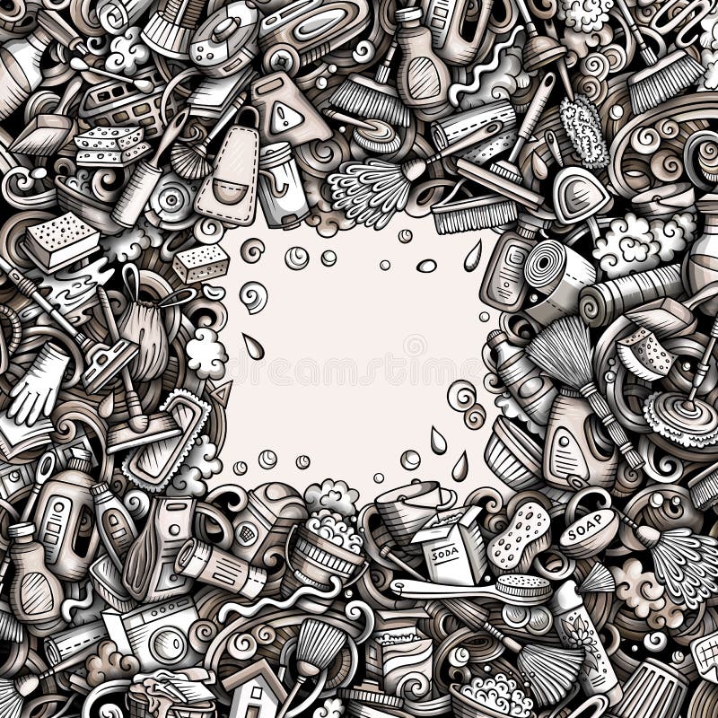 Cleaning Supplies Border Stock Illustrations – 58 Cleaning Supplies ...