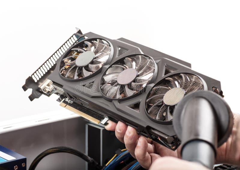Cleaning the video card stock photo. Image of computer - 54582626