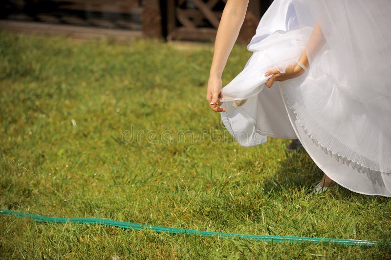 Dirty Wedding Dress. Bridal White Dress Has Lost Its Look. Theme of Dry ...