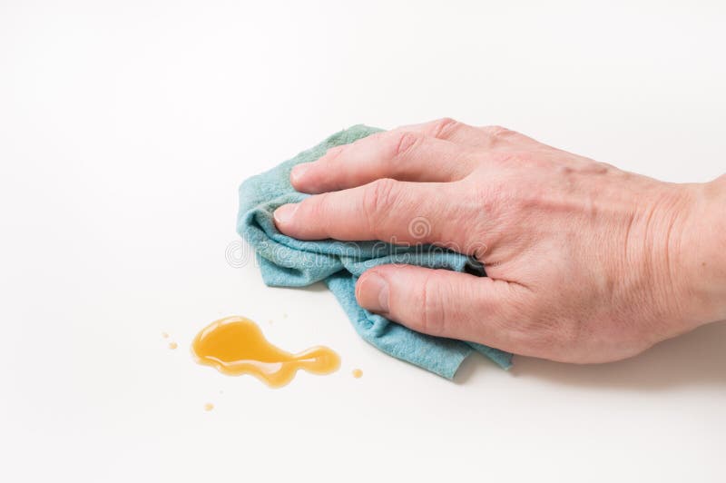 Cleaning the White Table with Cloth Stock Image - Image of liquid ...