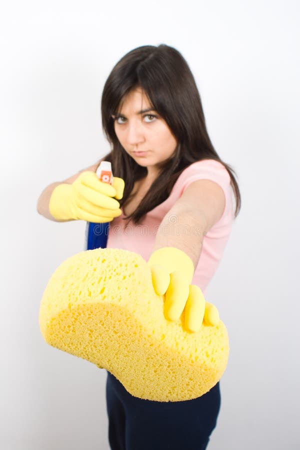 Cleaning woman stock photo. Image of hand, isolated, scrubbing - 6775774