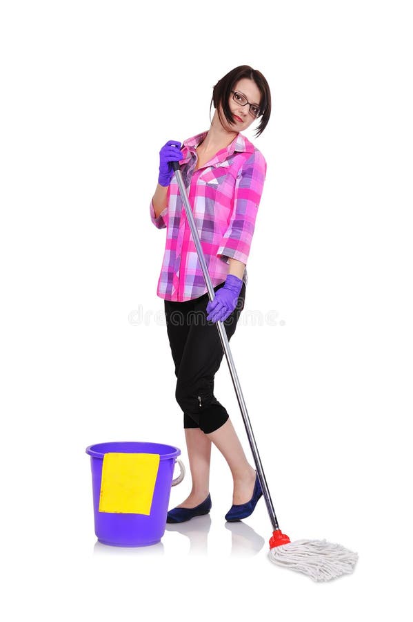 Cleaning Woman Washing Floor Stock Image - Image of adult, cleaning ...