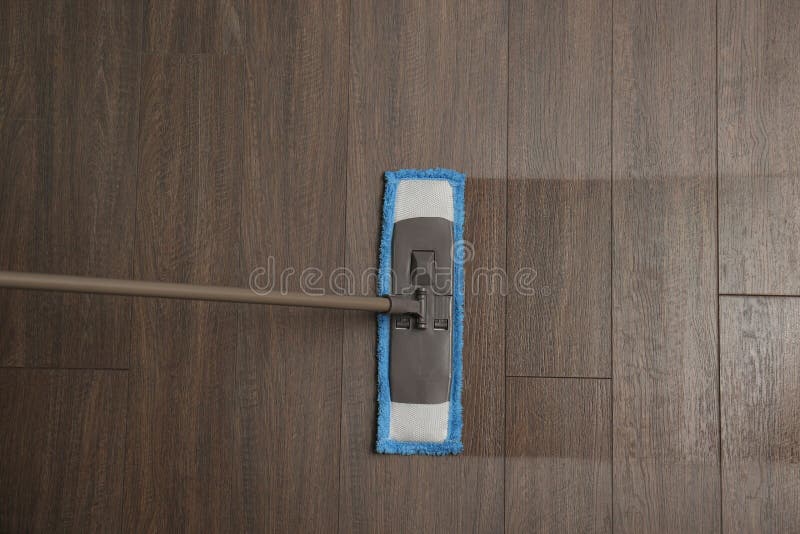 Cleaning of Wooden Floor with Mop, Top View Stock Image - Image of ...