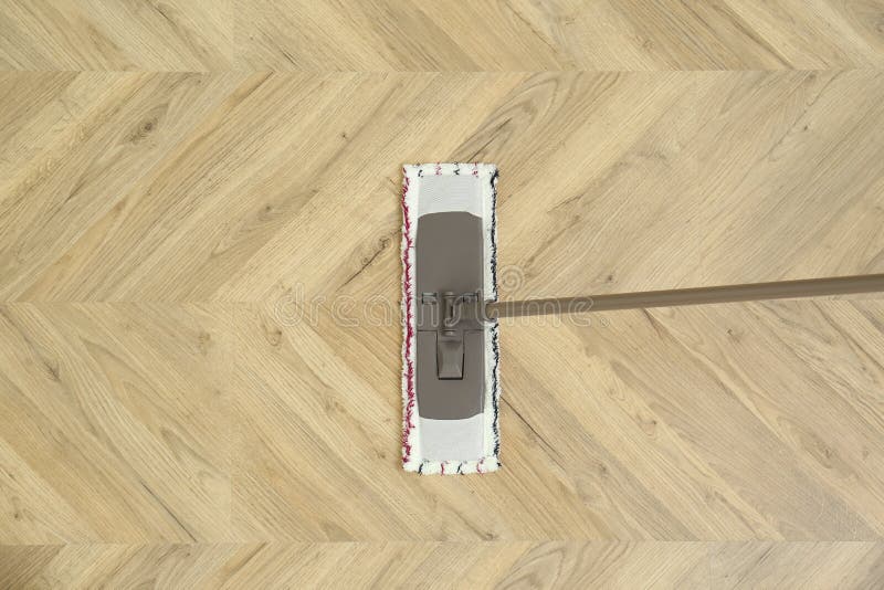 Cleaning of Wooden Floor with Mop, Top View Stock Photo - Image of ...