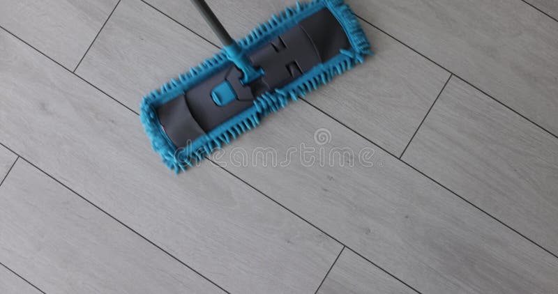 Cleaning a Wooden Floor with Mop Top View Stock Video - Video of work ...
