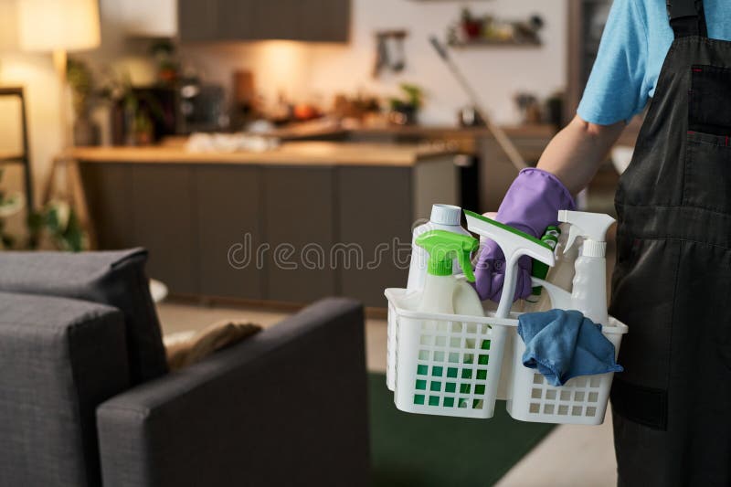 Cleaning Worker Doing Housework at Home Stock Image - Image of interior ...