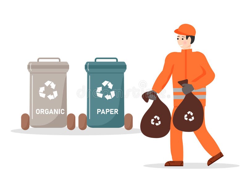 A Cleaning Worker Sorts Garbage. Zero Waste. Waste Sorting. Garbage ...