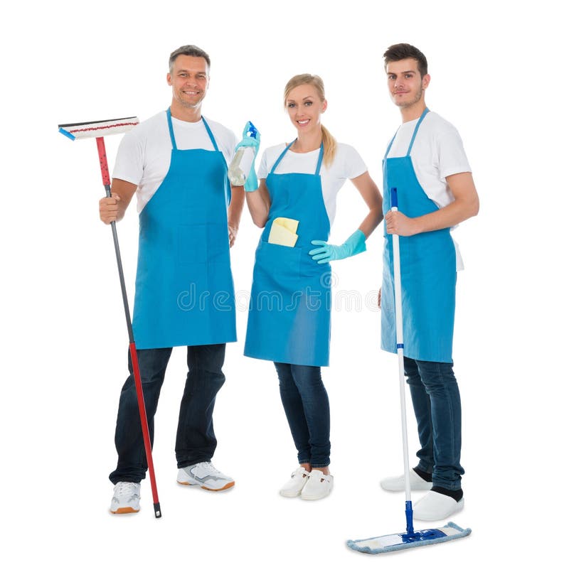 Cleaning Workers with Cleaning Equipments Stock Photo - Image of ...
