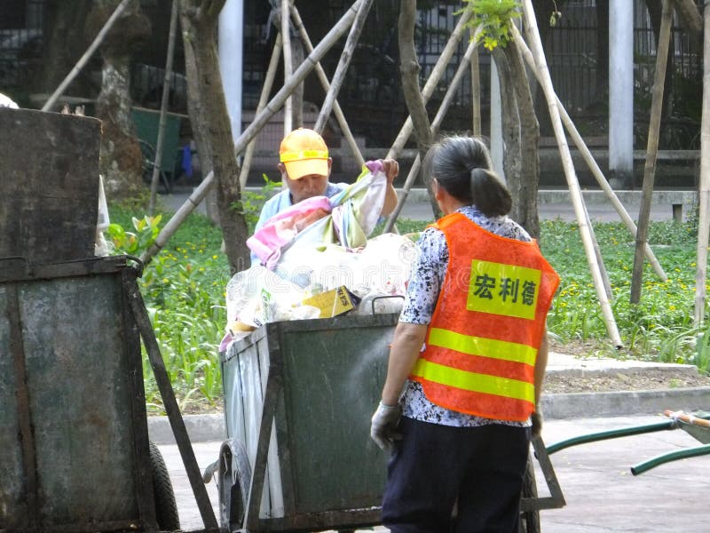 Cleaning Workers at the Garbage Transfer Station Editorial Stock Image ...
