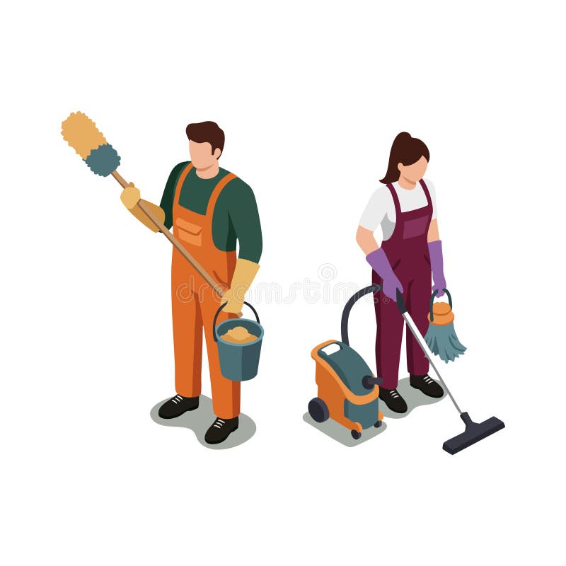 Cleaning Workers Using Tools for Domestic and Commercial Cleaning ...