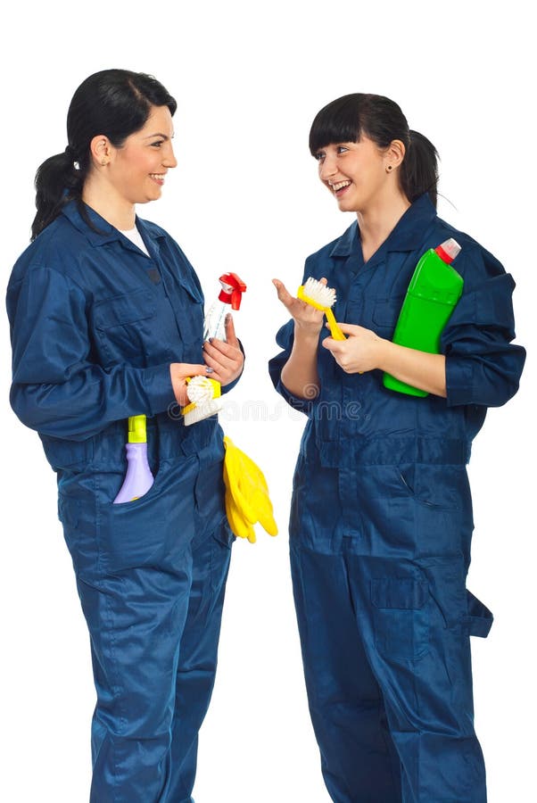 Cleaning Workers Women Having Conversation Stock Photo - Image of ...