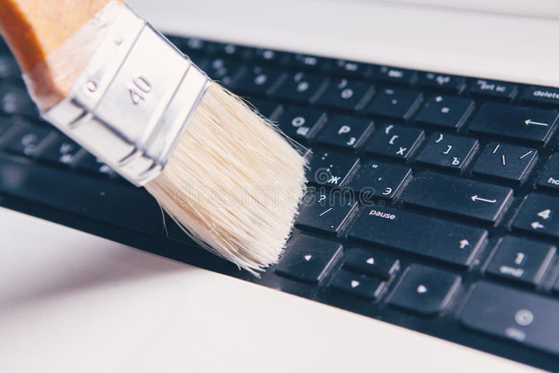 Cleaning Your Keyboard and Caring for Your Computer Stock Photo - Image ...