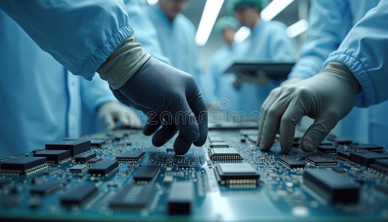 Cleanroom Environment, Technicians Assemble Microchips, Processors for ...