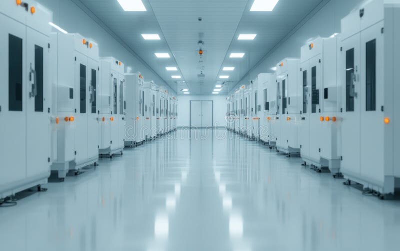 Cleanroom Interior Rows of White Industrial Stock Illustration ...