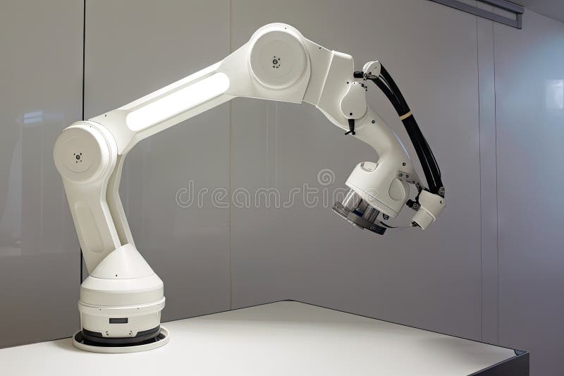 Cleanroom Robot with Gripper Arm and Inspection Light, Checking for Any ...