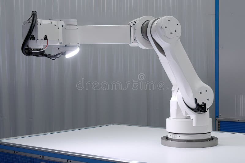 Cleanroom Robot with Gripper Arm and Inspection Light, Checking for Any ...