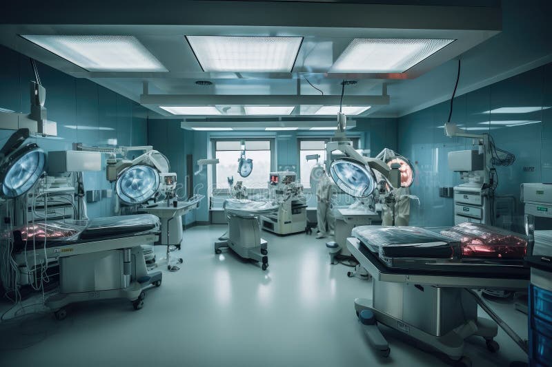 Cleanroom with Robots Performing Complex Surgical Procedures, Such As ...