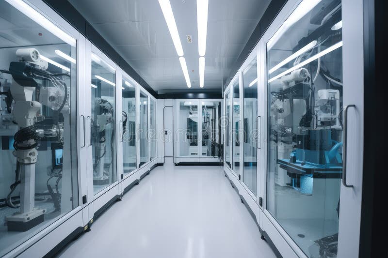 Cleanroom with Robots Performing Complex Surgical Procedures, Such As ...