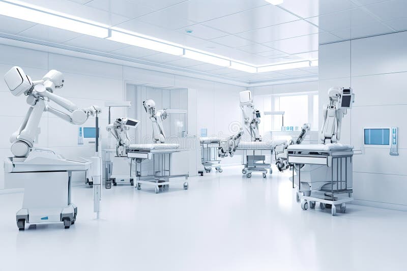 Cleanroom with Robots Performing Delicate on Patient Stock Illustration ...