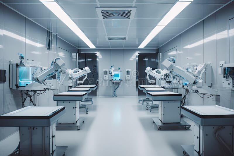 Cleanroom with Robots Performing Delicate and Precise Surgical ...