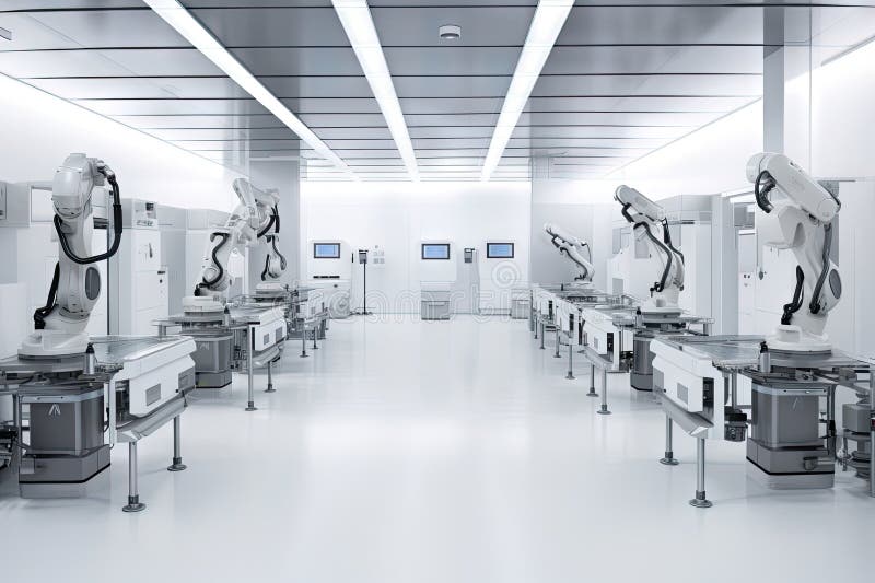 Cleanroom with Robots Performing Exacting and Repetitive Tasks, Such As ...
