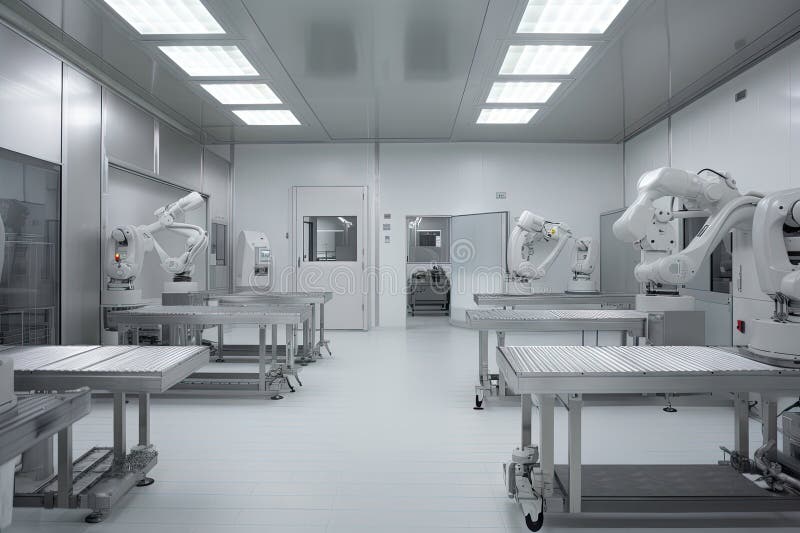 Cleanroom with Robots Performing Exacting and Repetitive Tasks, Such As ...