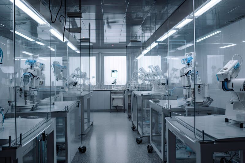 Cleanroom with Robots Working on Delicate and Intricate Surgical ...