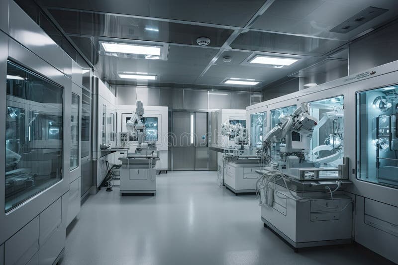 Cleanroom with Robots Working on Delicate and Intricate Surgical ...