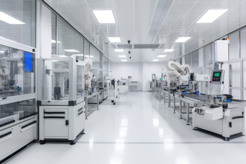A Cleanroom with a Variety of Robots and Automation Systems Performing ...