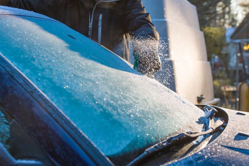Cleans frozen windshield stock image. Image of weather - 35514545