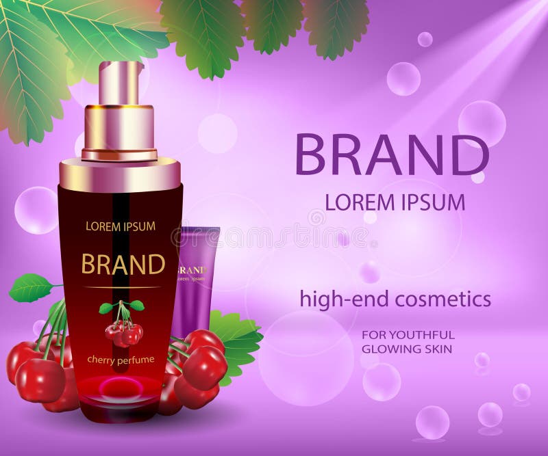 Cleansing Gel Set, Cherry Perfume Stock Vector - Illustration of ...