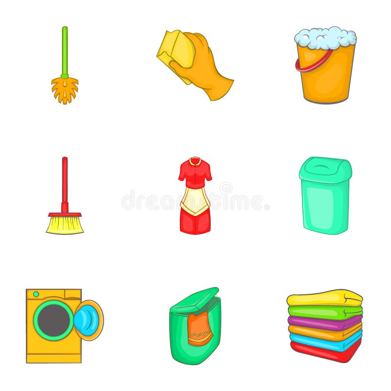 Cleansing Icons Set, Cartoon Style Stock Vector - Illustration of ...