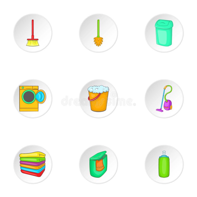Cleansing Icons Set, Cartoon Style Stock Vector - Illustration of dust ...