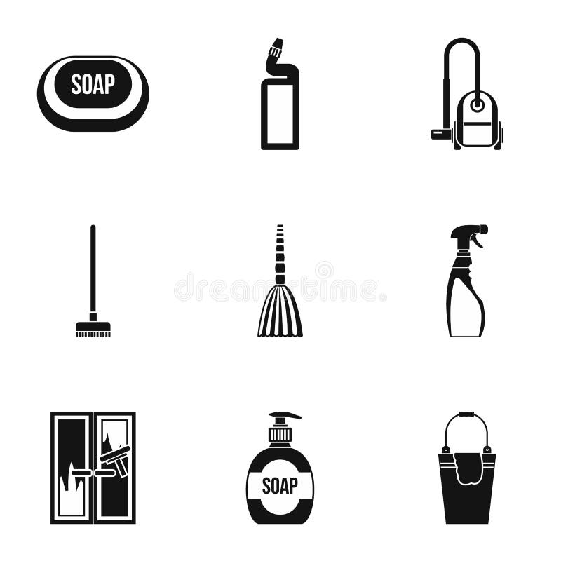 Cleansing Icons Set, Simple Style Stock Vector - Illustration of house ...
