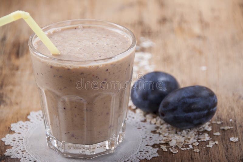 Cleansing Smoothie of Prune with Oats Stock Photo - Image of food ...