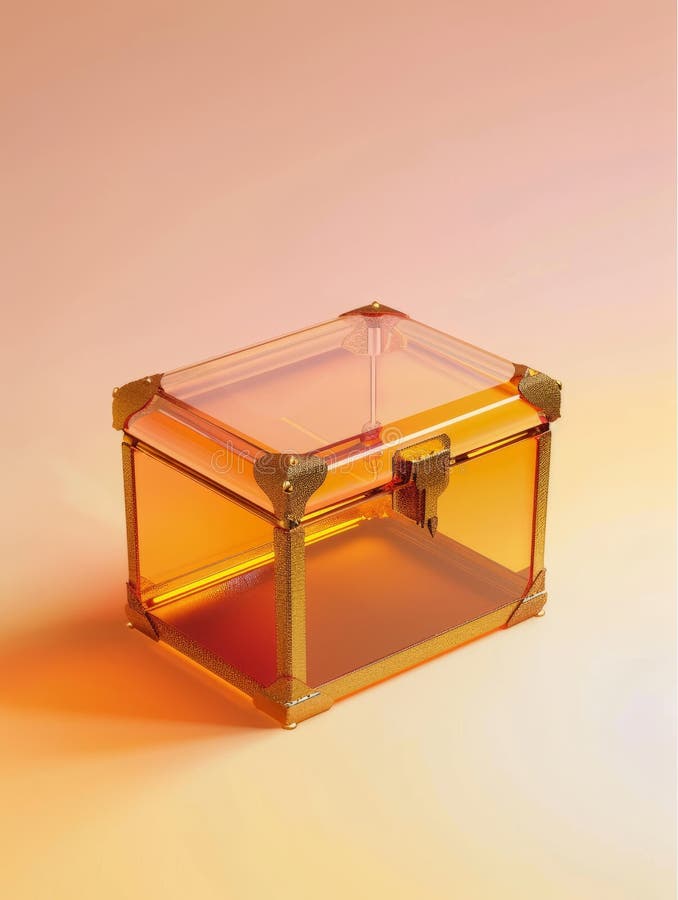 Clear Acrylic Box with Gold-colored Interior Stock Photo - Image of ...