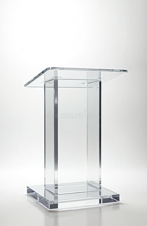 Clear Acrylic Lectern on White Background. Modern Transparent Podium ...