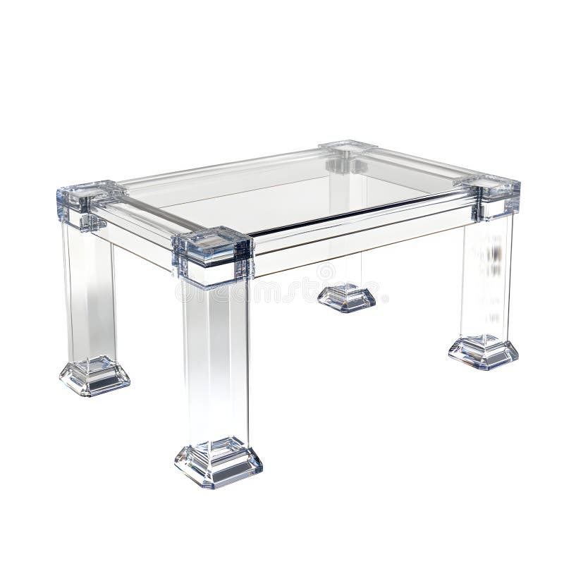 A Clear Acrylic Table with Rectangular Top and Legs on a White ...