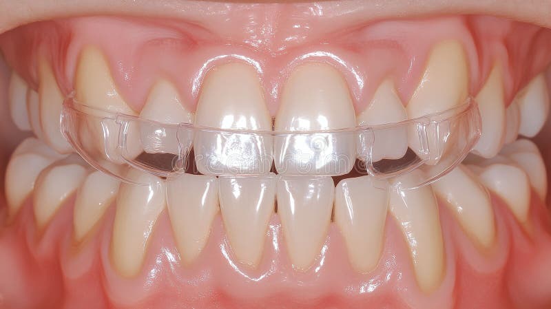 A Clear Aligner Being Placed Over Straightened Teeth in a Clinical ...