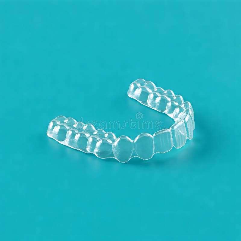 Clear Aligner for Teeth Straightening on a Teal Background. Generative ...