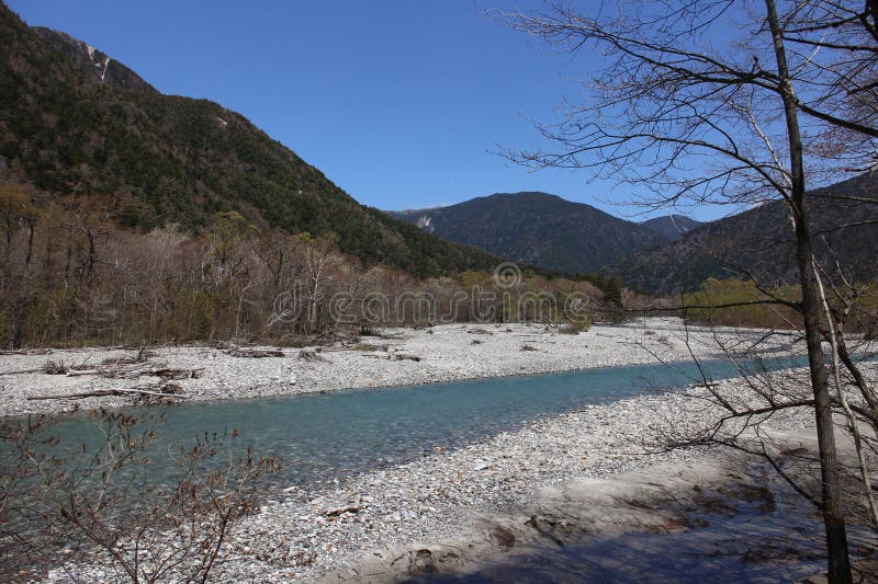 The Clear Azusa River in Kamikochi, Japan Stock Photo - Image of ...