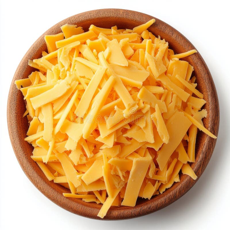 A Clear Background with a Bowl of Shredded Cheddar Cheese Stock Photo ...