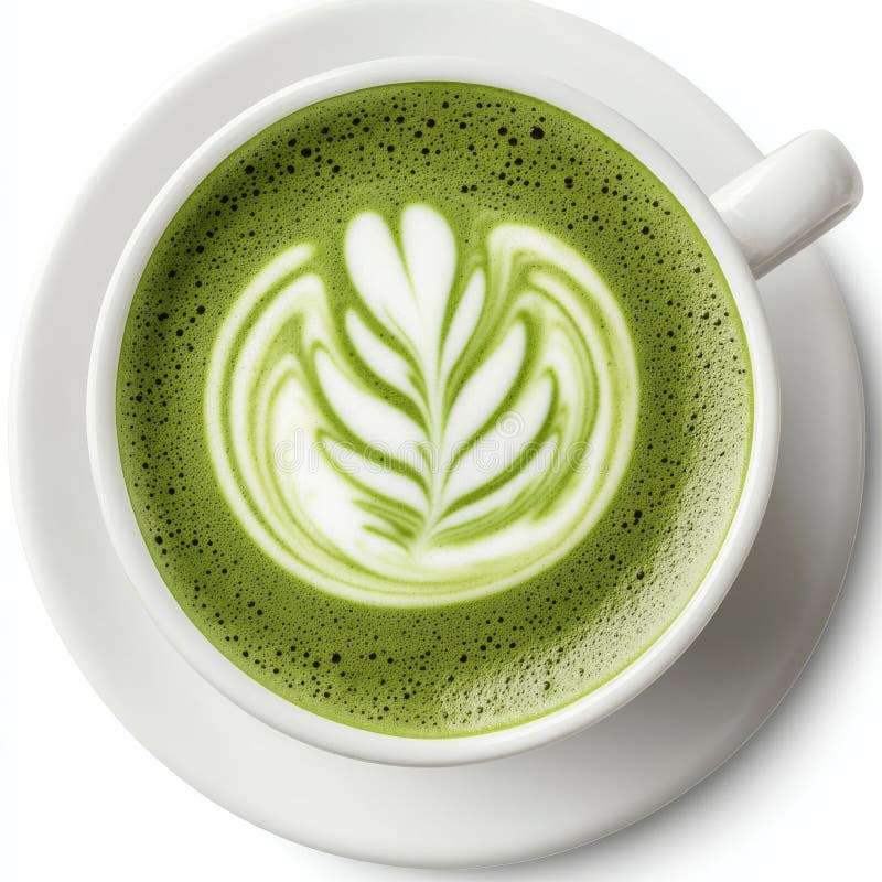 A Clear Background Showcasing a Green Matcha Latte, Produced by Image ...