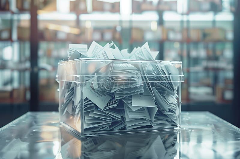 Ballots Inside a Transparent Voting Box Stock Image - Image of ballots ...