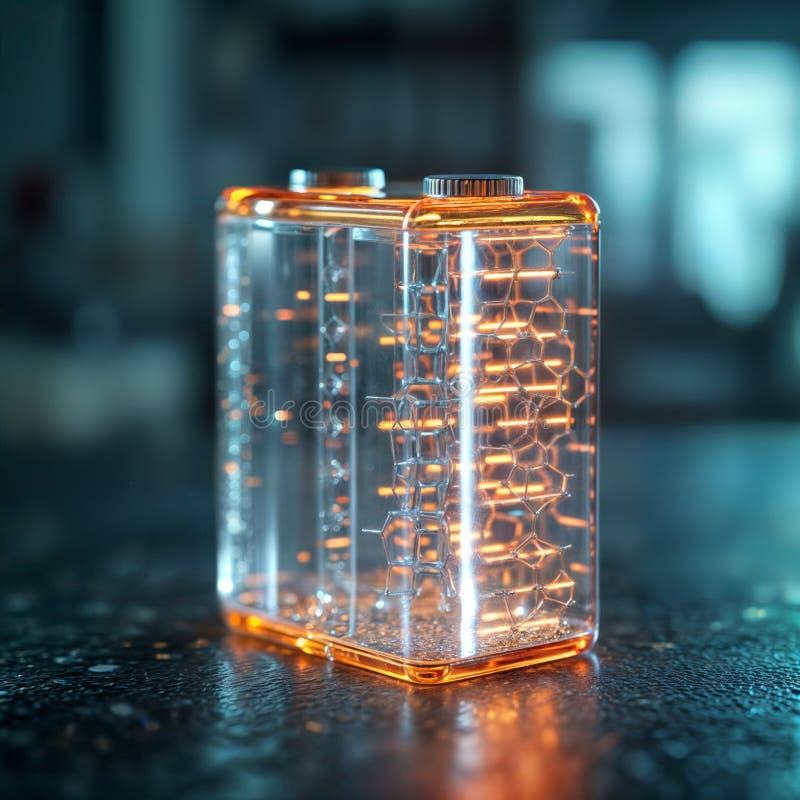 Clear Battery Glows with Orange Core, Generative Ai Stock Illustration ...
