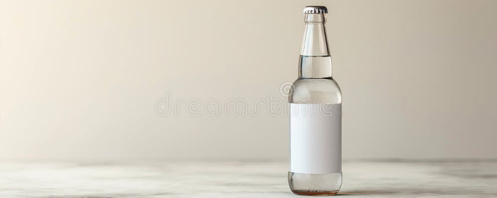 Clear Beer Bottle with White Label Stock Image - Image of glass, liquid ...