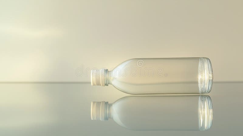 Clear Biodegradable Plastic Bottle, Resting Horizontally, on a ...