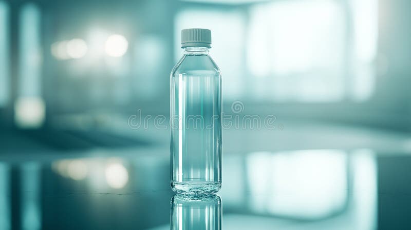 Clear Biodegradable Plastic Bottle, Resting Horizontally, on a ...