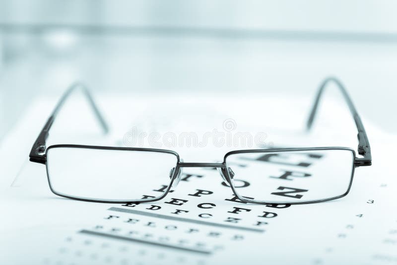 Clear Black Modern Glasses on a Eye Sight Test Stock Image - Image of ...